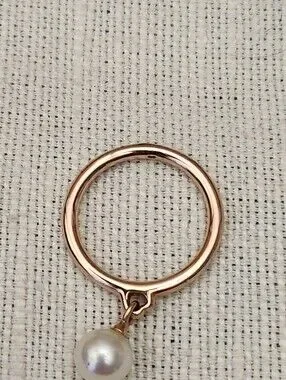 Jewelry | Pandora Rose Gold Tone Pearl Charm Ring | Poshmark